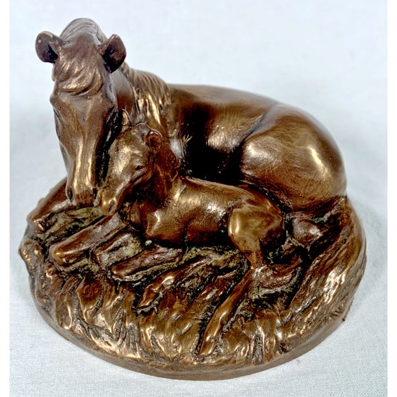 Art | Vintage Genesis Fine Arts Horse Foal Bronze Figurine Ireland 197s ...